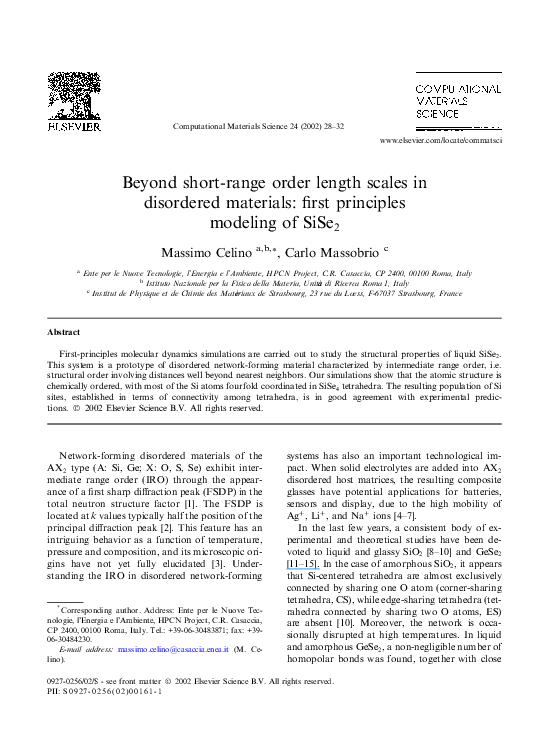 (PDF) Beyond short-range order length scales in disordered materials: first principles modeling ...