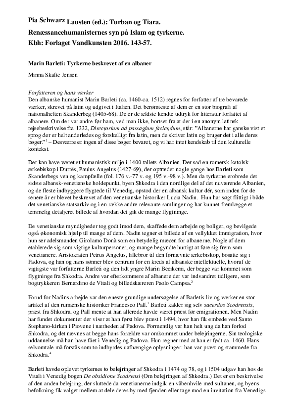(DOC) Marin Barleti: Tyrkerne beskrevet af en albaner