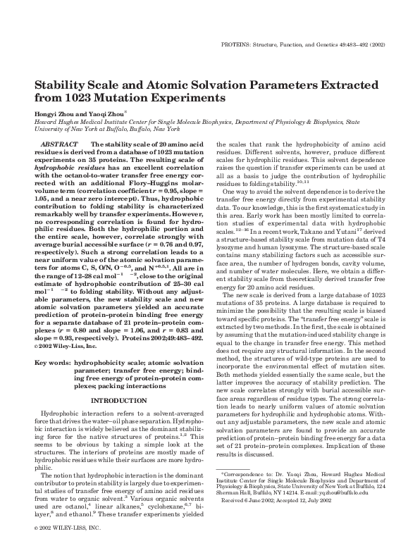 (PDF) Stability scale and atomic solvation parameters extracted from ...