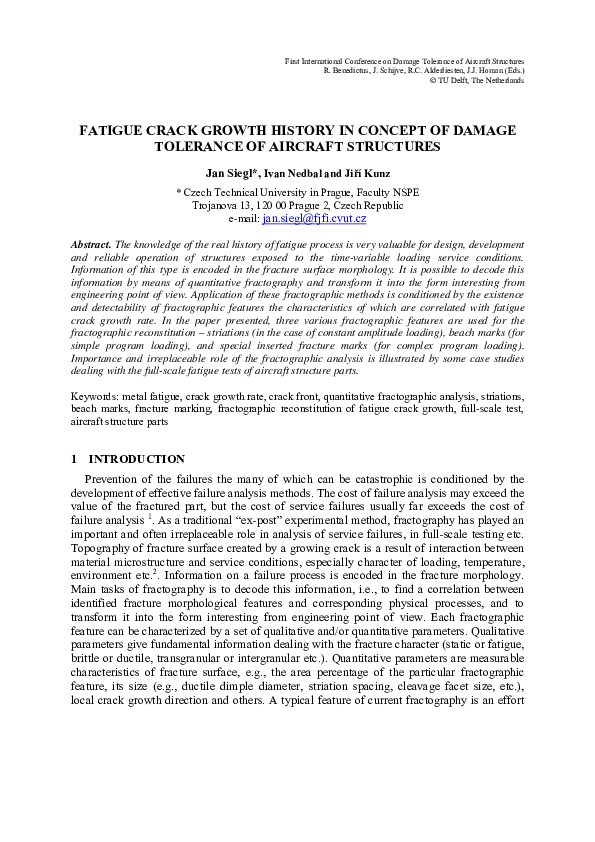 (PDF) Fatigue crack growth history in damage tolerance design of ...