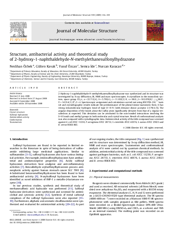 (PDF) Structure, antibacterial activity and theoretical study of 2 ...