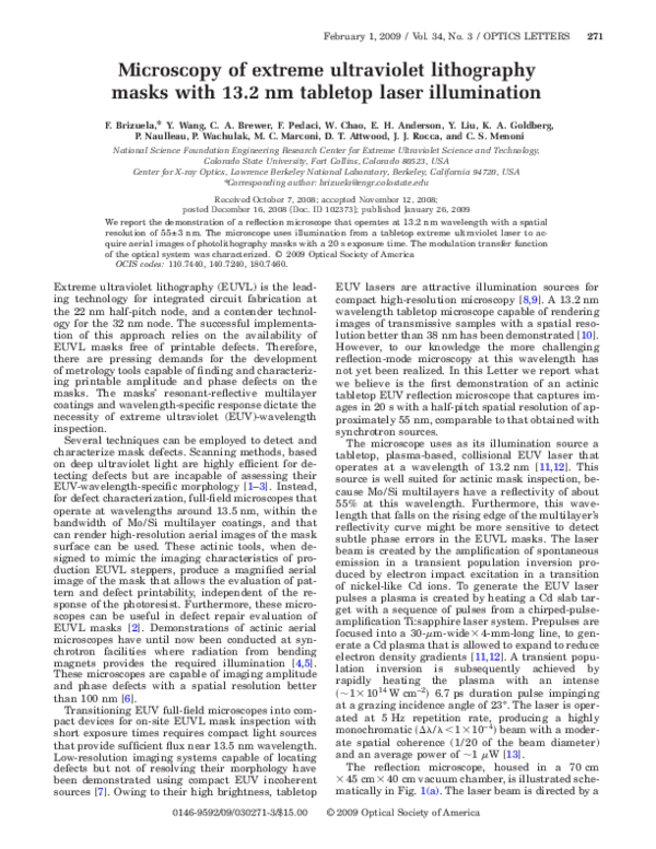 (PDF) Extreme UV Microscopy for Lithography Masks