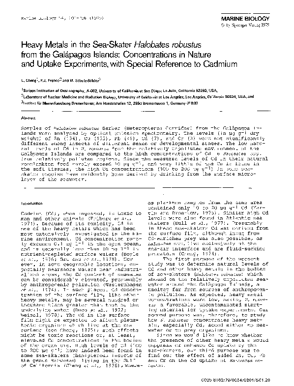 (PDF) Heavy metals in the Sea-Skater Halobates robustus from the Gal ...