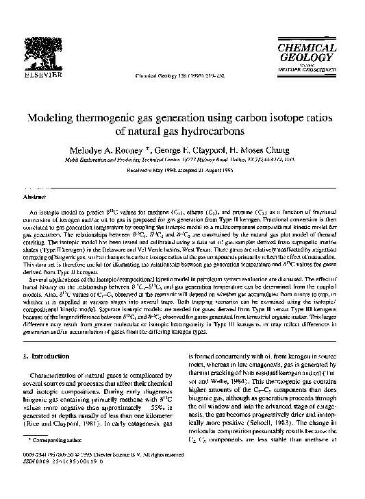 (PDF) Modeling thermogenic gas generation using carbon isotope ratios ...