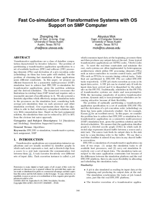(PDF) Fast cosimulation of transformative systems with OS support on SMP computer