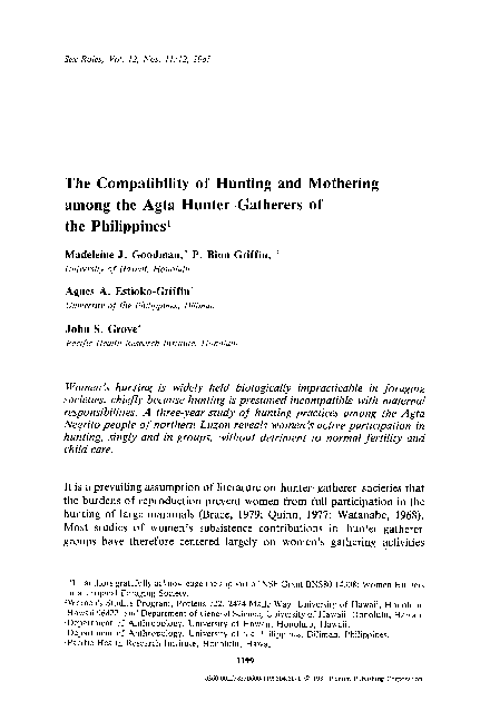 (PDF) The compatibility of hunting and mothering among the agta hunter ...