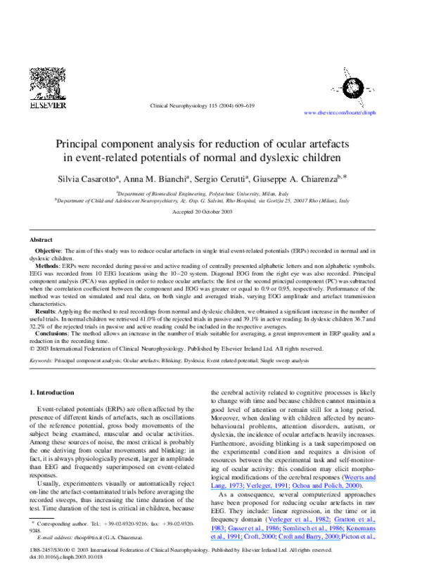 (PDF) Principal component analysis for reduction of ocular artefacts in event-related potentials ...