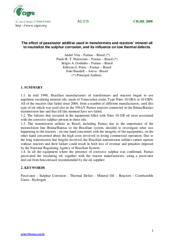 (PDF) The effect of passivator additive used in transformers and ...