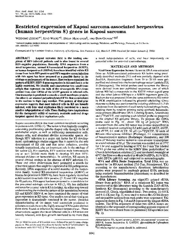(PDF) Restricted Expression of Kaposi Sarcoma-Associated Herpesvirus (Human Herpesvirus 8) Genes ...