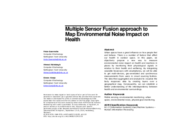 Pdf Multiple Sensor Fusion Approach To Map Environmental Noise Impact