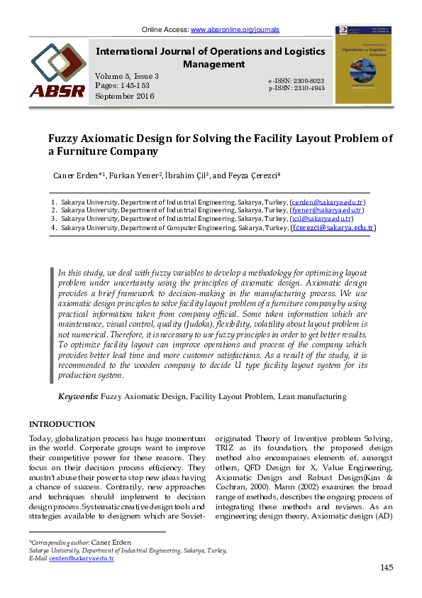 (PDF) Fuzzy Axiomatic Design for Solving the Facility Layout Problem of a Furniture Company