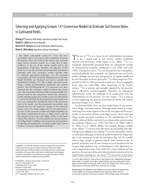 (PDF) Selecting and Applying Cesium-137 Conversion Models to Estimate ...