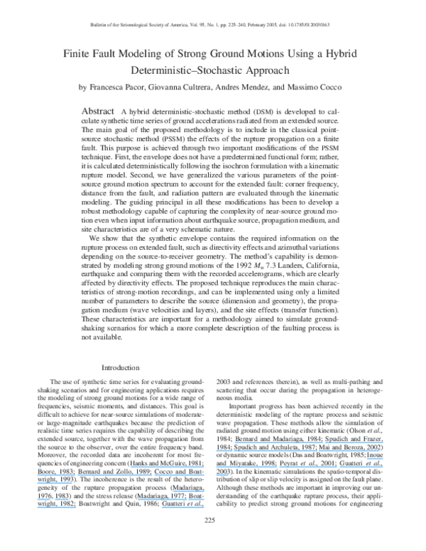 Pdf Finite Fault Modeling Of Strong Ground Motions Using A Hybrid