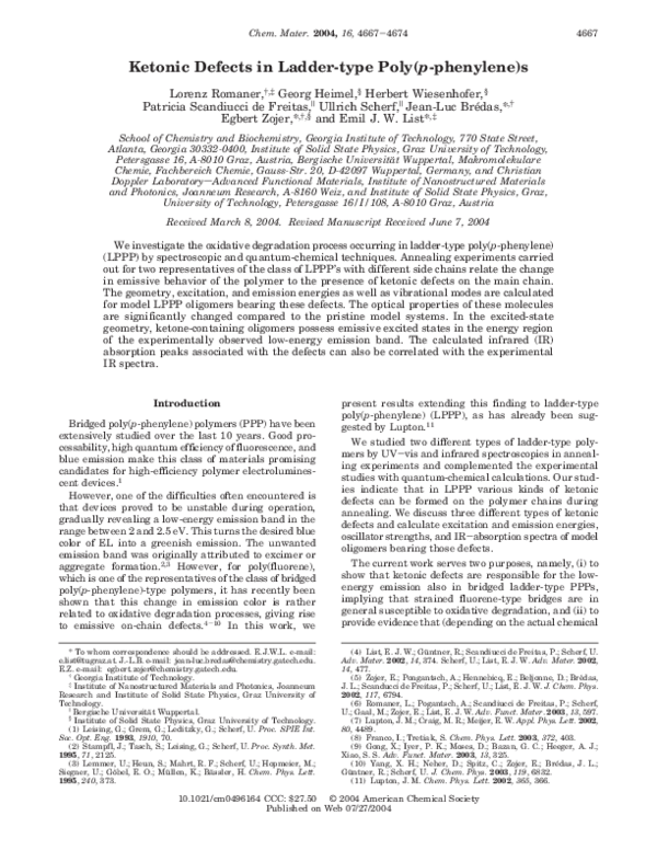 (PDF) Ketonic Defects in Ladder-type Poly( p -phenylene)s