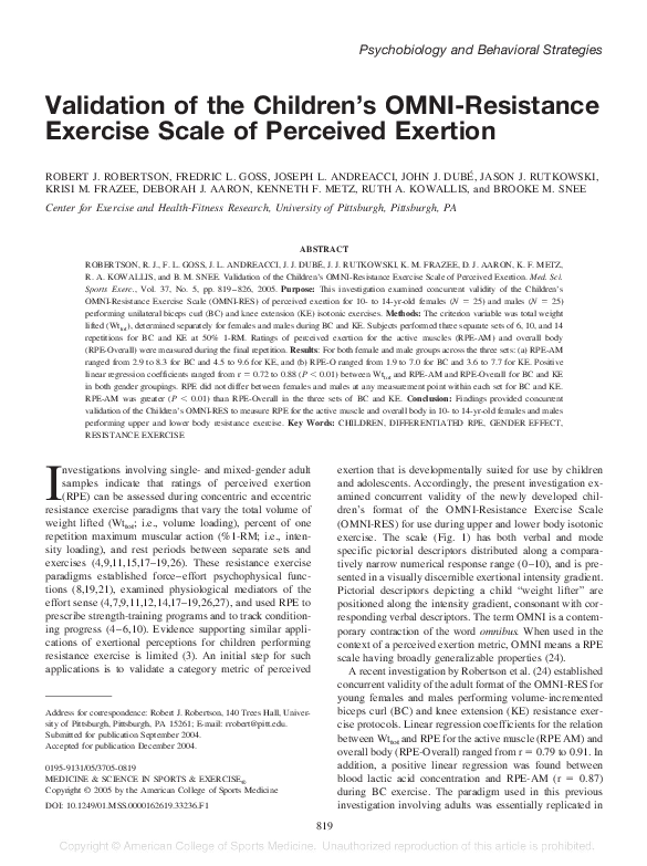 (PDF) Validation of the Children???s OMNI-Resistance Exercise Scale of ...