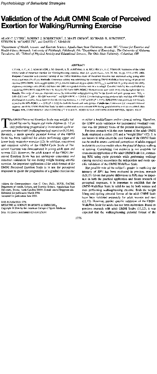 (PDF) Validation of the Adult OMNI Scale of Perceived Exertion for ...