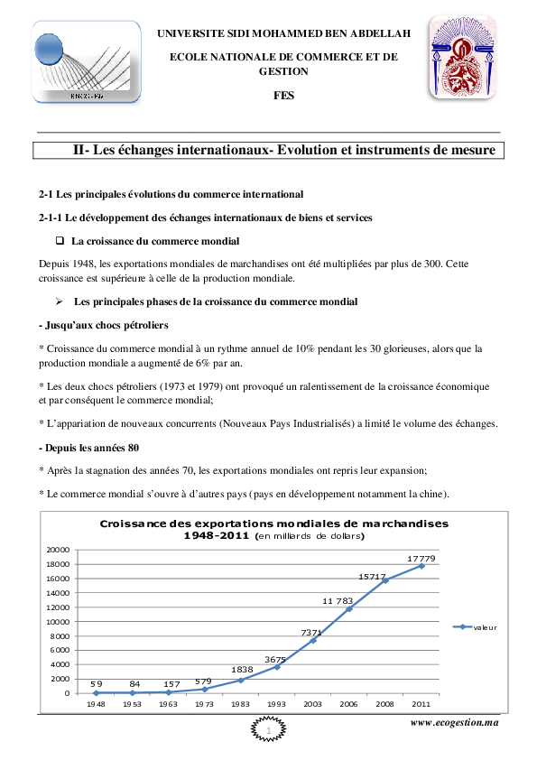 (PDF) II-Les échanges internationaux 2-1 Les principales évolutions du ...