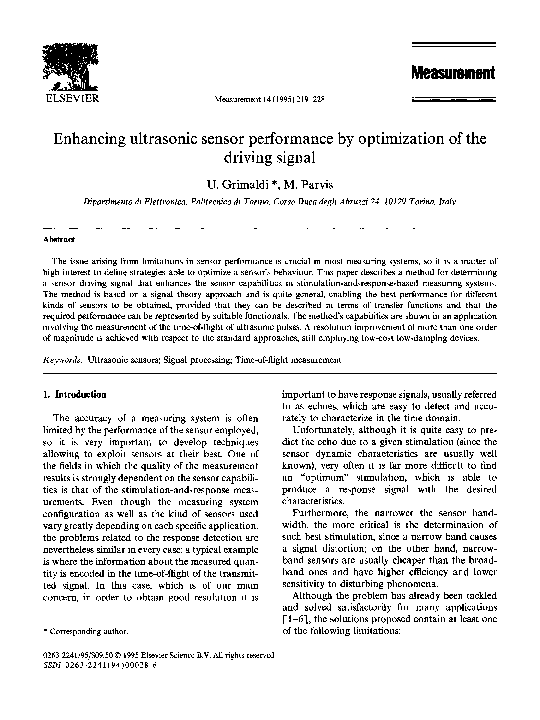 (PDF) Enhancing ultrasonic sensor performance by optimization of the ...