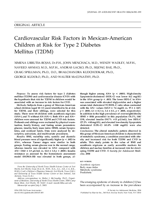 (PDF) Cardiovascular risk factors in Mexican-American children at risk ...