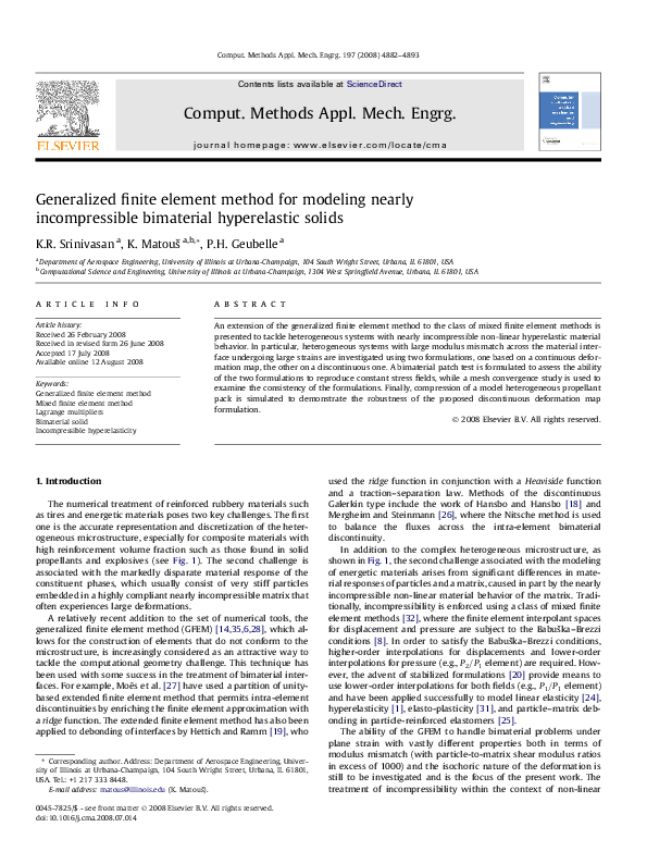 Pdf Generalized Finite Element Method For Modeling Nearly