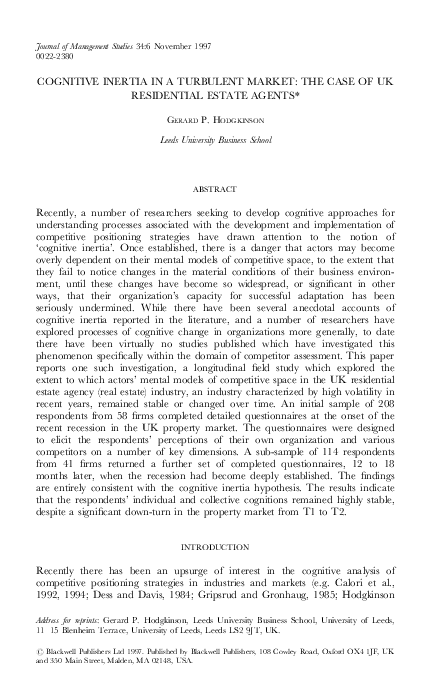 (PDF) Cognitive Inertia in a Turbulent Market: the Case of UK ...