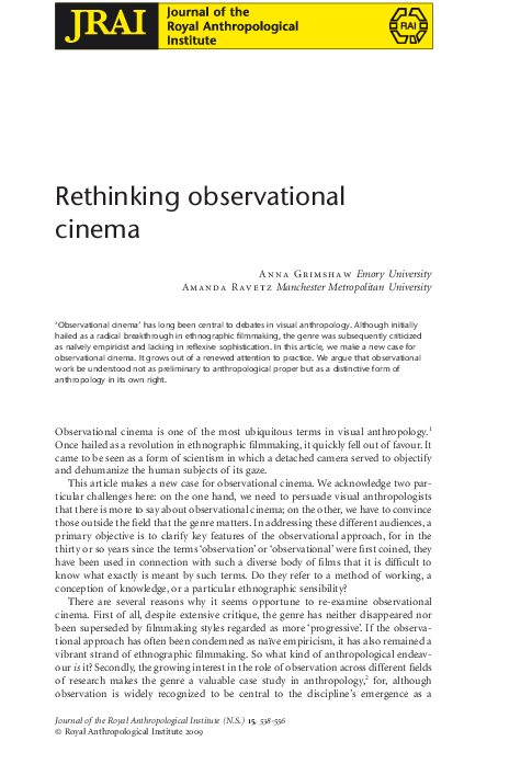 (PDF) Rethinking observational cinema