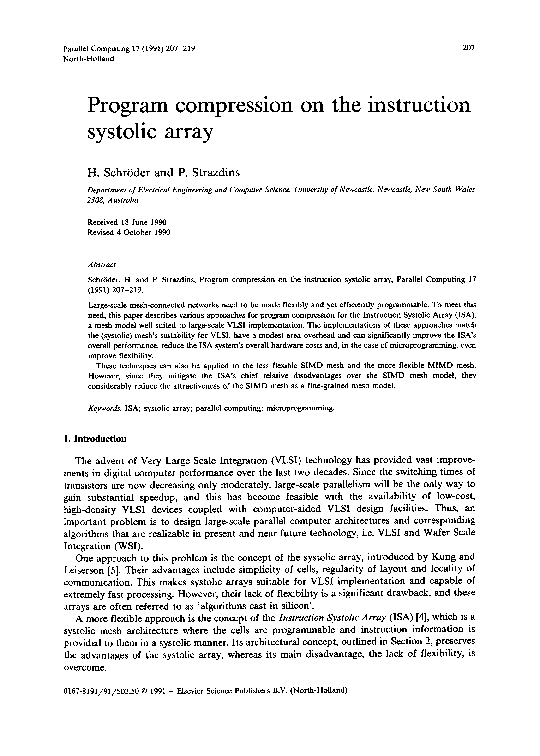 (PDF) Program compression on the instruction systolic array