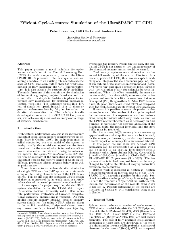 (PDF) Efficient Cycle-Accurate Simulation of the Ultrasparc III CPU