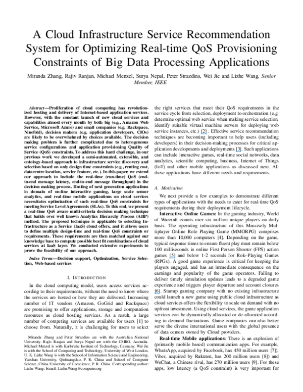 (PDF) A Cloud Infrastructure Service Recommendation System for Optimizing Real-time QoS ...