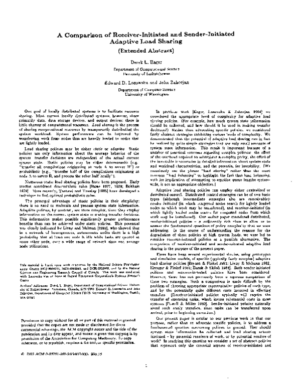 Pdf A Comparison Of Receiver Initiated And Sender Initiated Adaptive Load Sharing 5219
