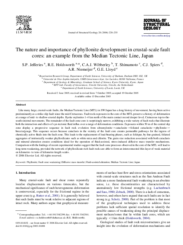 (PDF) The nature and importance of phyllonite development in crustal ...