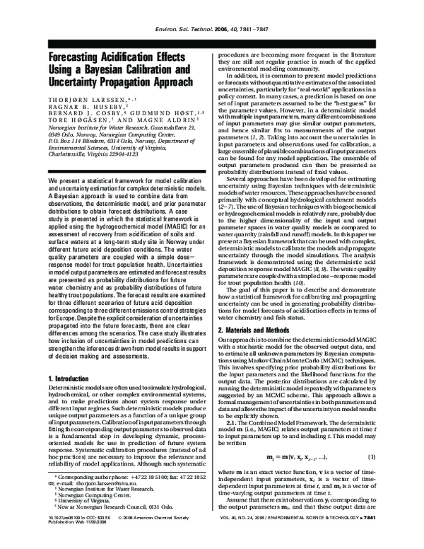 (PDF) Forecasting Acidification Effects Using a Bayesian Calibration ... (PDF) Forecasting Acidification Effects Using a Bayesian Calibration ...