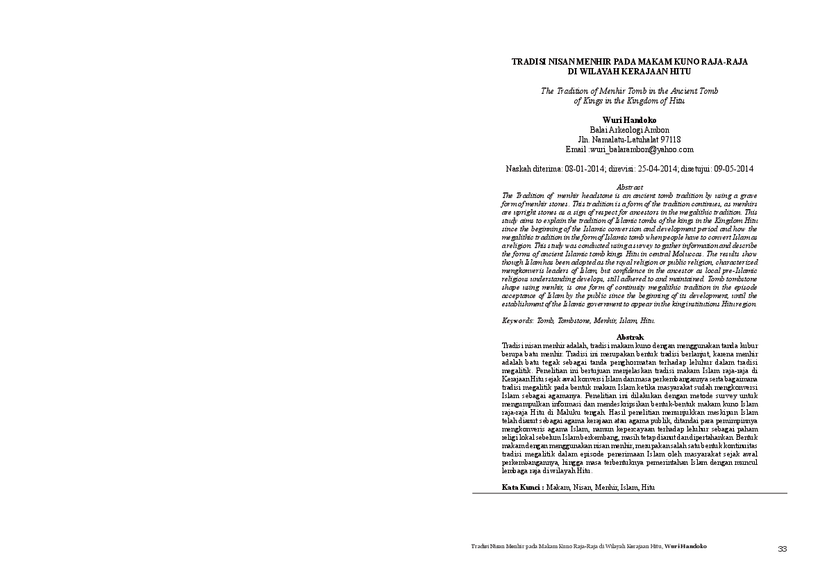 (PDF) Tradisi Nisan Menhir pada Makam Kuno Raja-raja di Wilayah ...