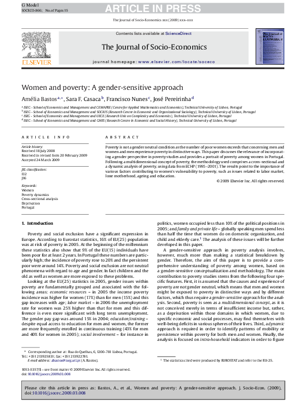 (PDF) Women and poverty: A gender-sensitive approach