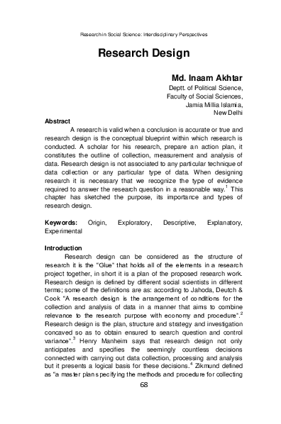 (PDF) Research Design | Dr. Md Inaam Akhtar - Academia.edu