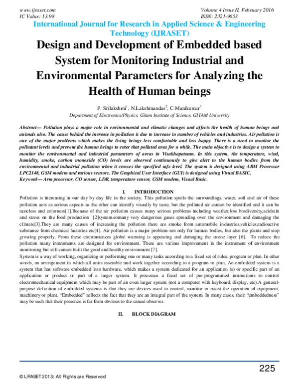 Pdf Design And Development Of Embedded Based System For Monitoring Industrial And