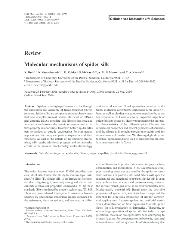 (PDF) 1000 spider silkomes: Linking sequences to silk physical ...