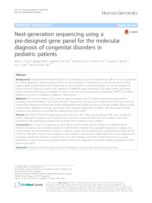 (PDF) Next-generation sequencing using a pre-designed gene panel for ...