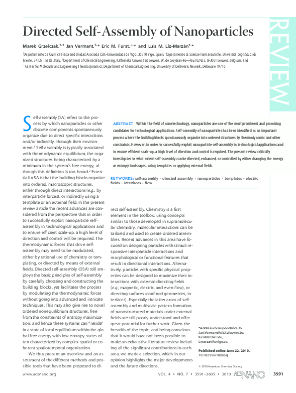 (PDF) Directed Self-Assembly of Nanoparticles