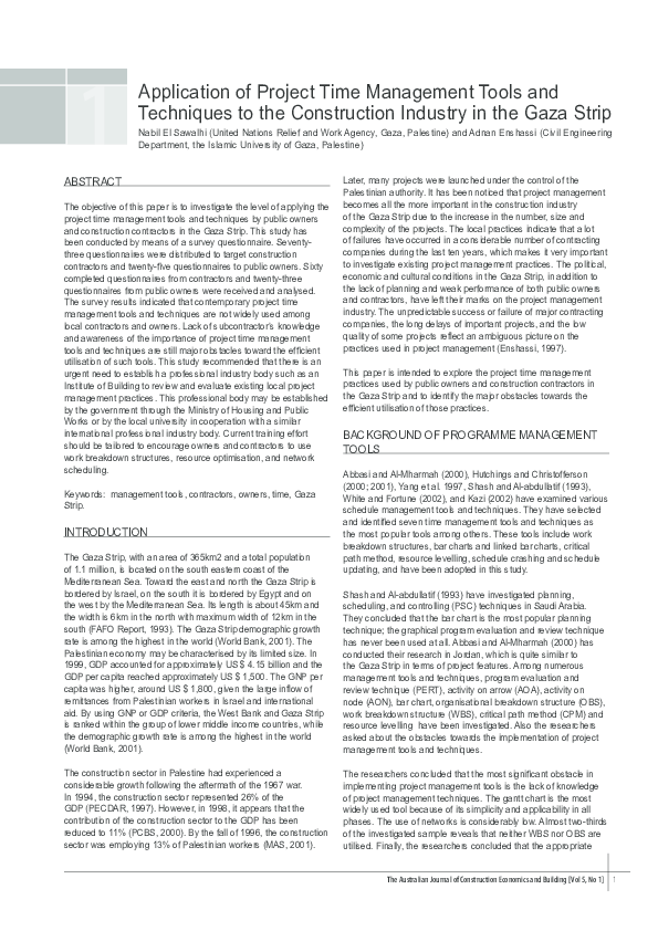 (PDF) Application of Project Time Management Tools and Techniques to ...