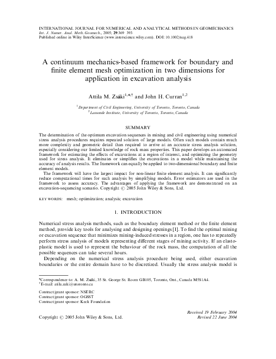 (PDF) A continuum mechanics-based framework for boundary and finite element mesh optimization in ...