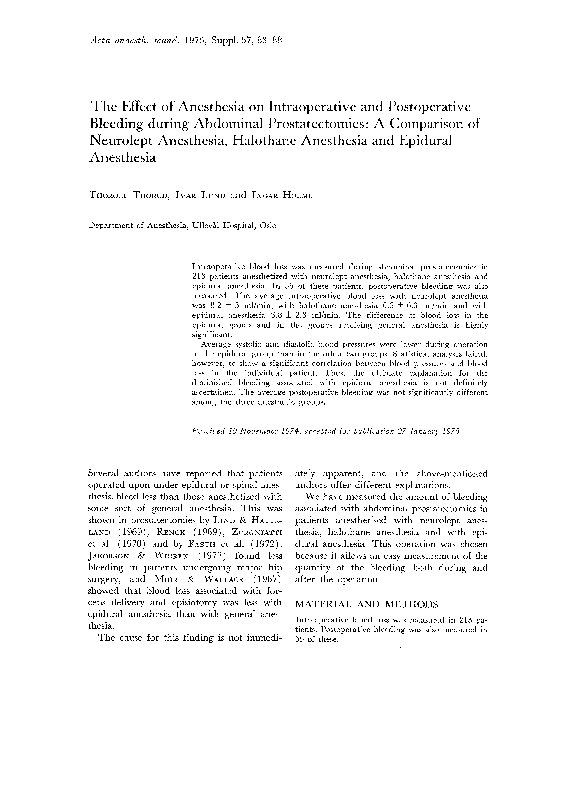 (PDF) The Effect of Anesthesia on Intraoperative and Postoperative ...