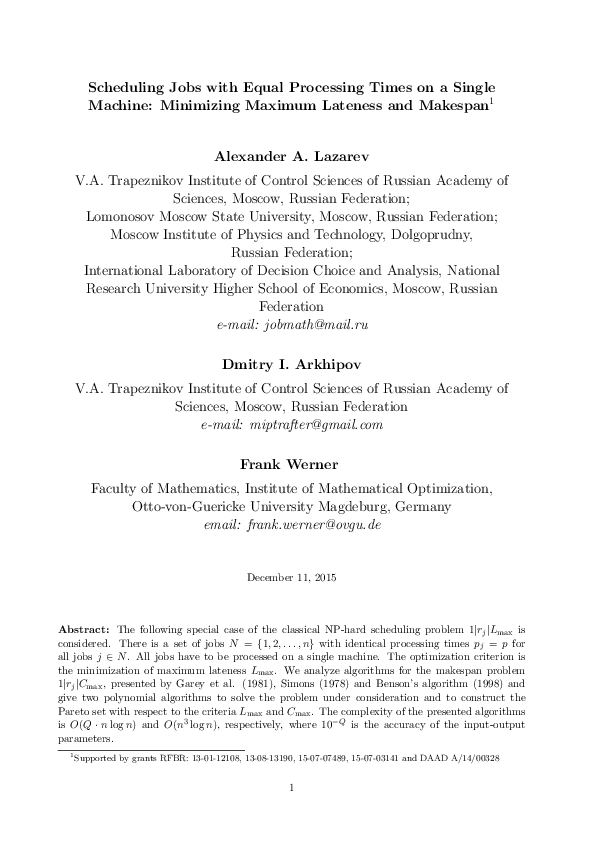 Scheduling Jobs With Equal Processing Times On A Single Machine Minimizing Maximum Lateness And