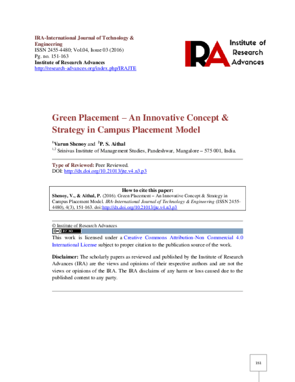 (PDF) Green Placement – An Innovative Concept & Strategy in Campus ...