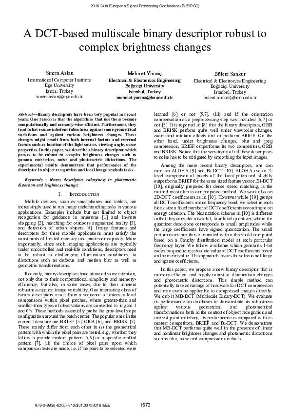 (PDF) A DCT-based multiscale binary descriptor robust to complex brightness changes