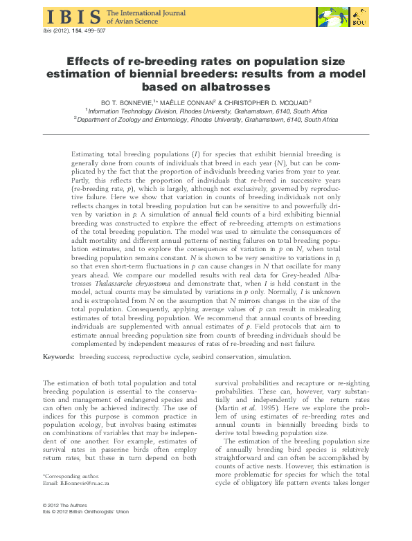 (PDF) Effects of re-breeding rates on population size estimation of ...