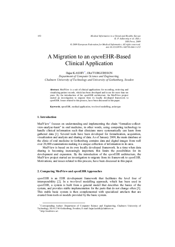 (PDF) A migration to an openEHR-based clinical application