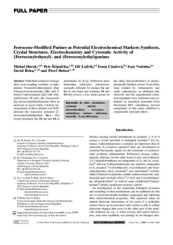 (PDF) Ferrocene-Modified Purines as Potential Electrochemical Markers ...