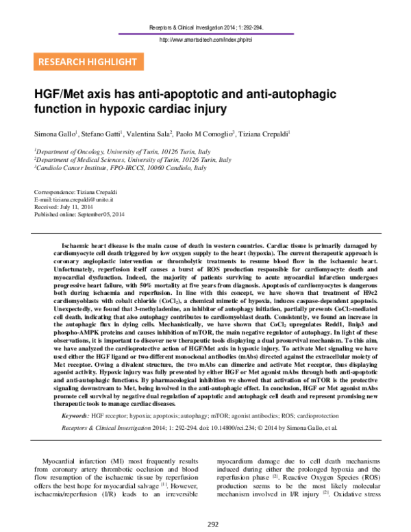 Pdf Hgf Met Axis Has Anti Apoptotic And Anti Autophagic Function In
