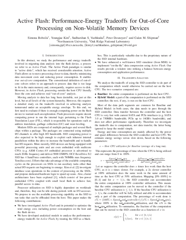 (PDF) Active Flash: Performance-Energy Tradeoffs for Out-of-Core ...